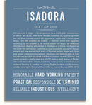 Isadora Personalized Name Meaning Art Prints – Name Stories