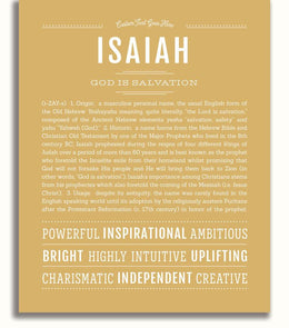 Isaiah Personalized Name Meaning Art Prints – Name Stories