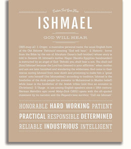 Ishmael Personalized Name Meaning Art Prints – Name Stories