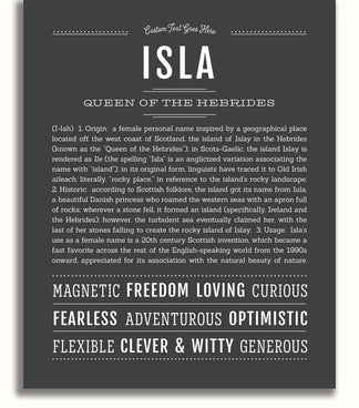 Isla Personalized Name Meaning Art Prints – Name Stories