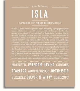 Isla Personalized Name Meaning Art Prints – Name Stories