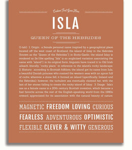 Isla Personalized Name Meaning Art Prints – Name Stories