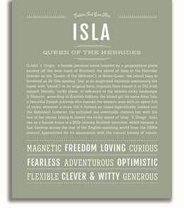 Isla Personalized Name Meaning Art Prints – Name Stories