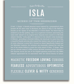 Isla Personalized Name Meaning Art Prints – Name Stories