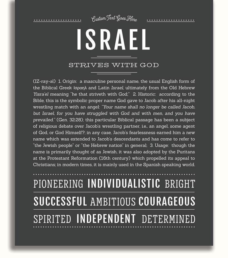 Israel Personalized Name Meaning Art Prints – Name Stories