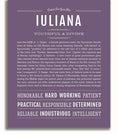 Iuliana Personalized Name Meaning Art Prints – Name Stories