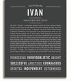 Ivan Personalized Name Meaning Art Prints – Name Stories