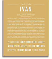 Ivan Personalized Name Meaning Art Prints – Name Stories