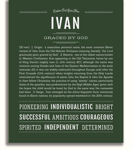Ivan Personalized Name Meaning Art Prints – Name Stories