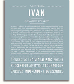 Ivan Personalized Name Meaning Art Prints – Name Stories