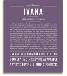 Ivana Personalized Name Meaning Art Prints – Name Stories