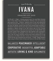 Ivana Personalized Name Meaning Art Prints – Name Stories