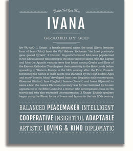 Ivana Personalized Name Meaning Art Prints – Name Stories