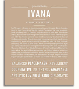 Ivana Personalized Name Meaning Art Prints – Name Stories