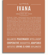 Ivana Personalized Name Meaning Art Prints – Name Stories