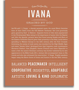 Ivana Personalized Name Meaning Art Prints – Name Stories