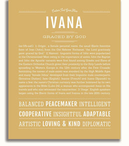Ivana Personalized Name Meaning Art Prints – Name Stories