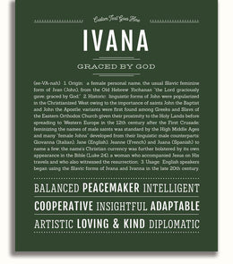 Ivana Personalized Name Meaning Art Prints – Name Stories