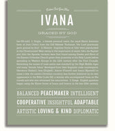 Ivana Personalized Name Meaning Art Prints – Name Stories