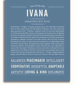 Ivana Personalized Name Meaning Art Prints – Name Stories
