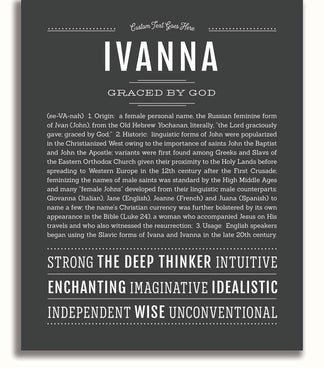 Ivanna Personalized Name Meaning Art Prints – Name Stories