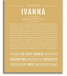 Ivanna Personalized Name Meaning Art Prints – Name Stories