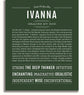 Ivanna Personalized Name Meaning Art Prints – Name Stories