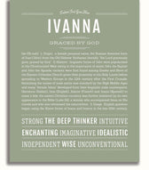 Ivanna Personalized Name Meaning Art Prints – Name Stories