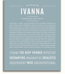 Ivanna Personalized Name Meaning Art Prints – Name Stories