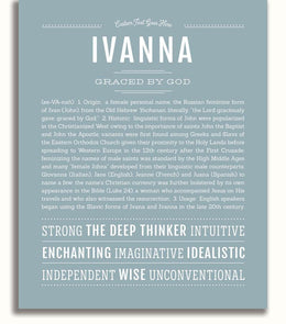 Ivanna Personalized Name Meaning Art Prints – Name Stories