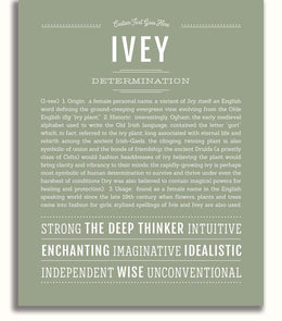 Ivey Personalized Name Meaning Art Prints – Name Stories