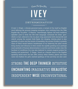 Ivey Personalized Name Meaning Art Prints – Name Stories