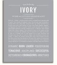 Ivory Personalized Name Meaning Art Prints – Name Stories