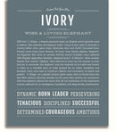 Ivory Personalized Name Meaning Art Prints – Name Stories