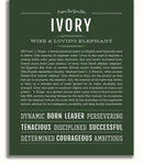 Ivory Personalized Name Meaning Art Prints – Name Stories