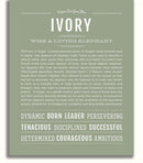 Ivory Personalized Name Meaning Art Prints – Name Stories