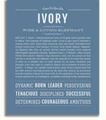 Ivory Personalized Name Meaning Art Prints – Name Stories