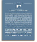 Ivy Personalized Name Meaning Art Prints – Name Stories