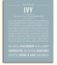Ivy Personalized Name Meaning Art Prints – Name Stories