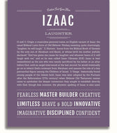 Izaac Personalized Name Meaning Art Prints – Name Stories