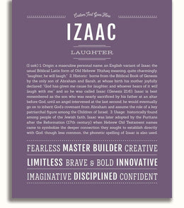 Izaac Personalized Name Meaning Art Prints – Name Stories