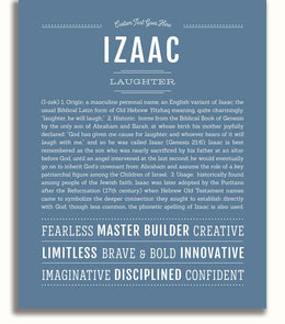 Izaac Personalized Name Meaning Art Prints – Name Stories