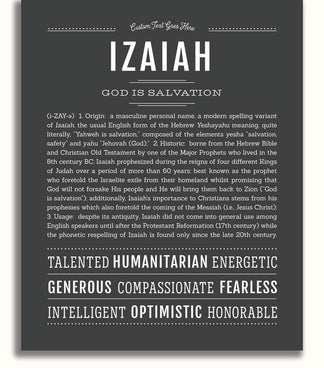 Izaiah Personalized Name Meaning Art Prints – Name Stories
