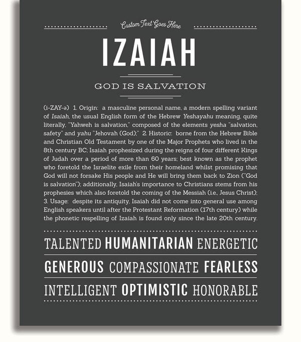 Izaiah | Name Art Print - Personalized Custom Gifts – Name Stories