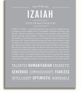Izaiah Personalized Name Meaning Art Prints – Name Stories