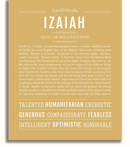 Izaiah Personalized Name Meaning Art Prints – Name Stories