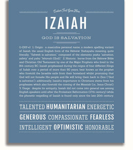 Izaiah Personalized Name Meaning Art Prints – Name Stories