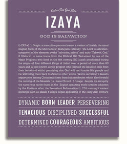 Izaya Personalized Name Meaning Art Prints – Name Stories