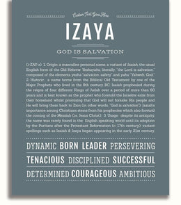 Izaya Personalized Name Meaning Art Prints – Name Stories