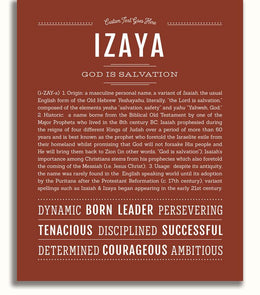 Izaya Personalized Name Meaning Art Prints – Name Stories
